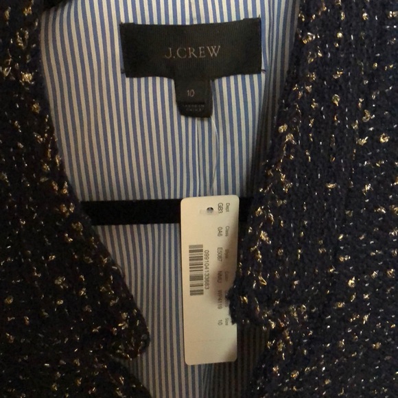 J. Crew | Jackets & Coats | J Crew Navy Metallic Tweed Jacket | Poshmark